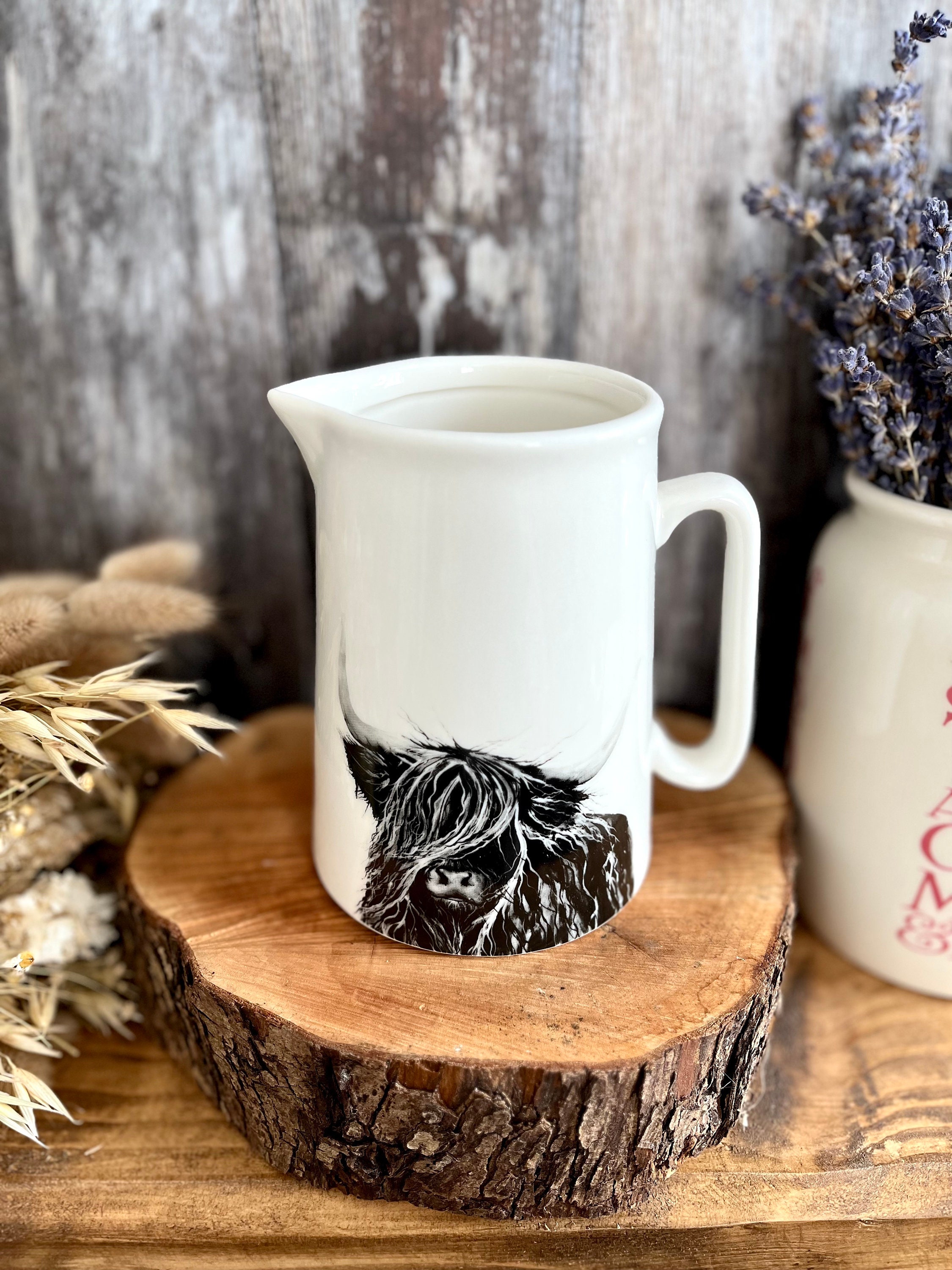 Ceramic Highland Cow Jug Vase - Etsy