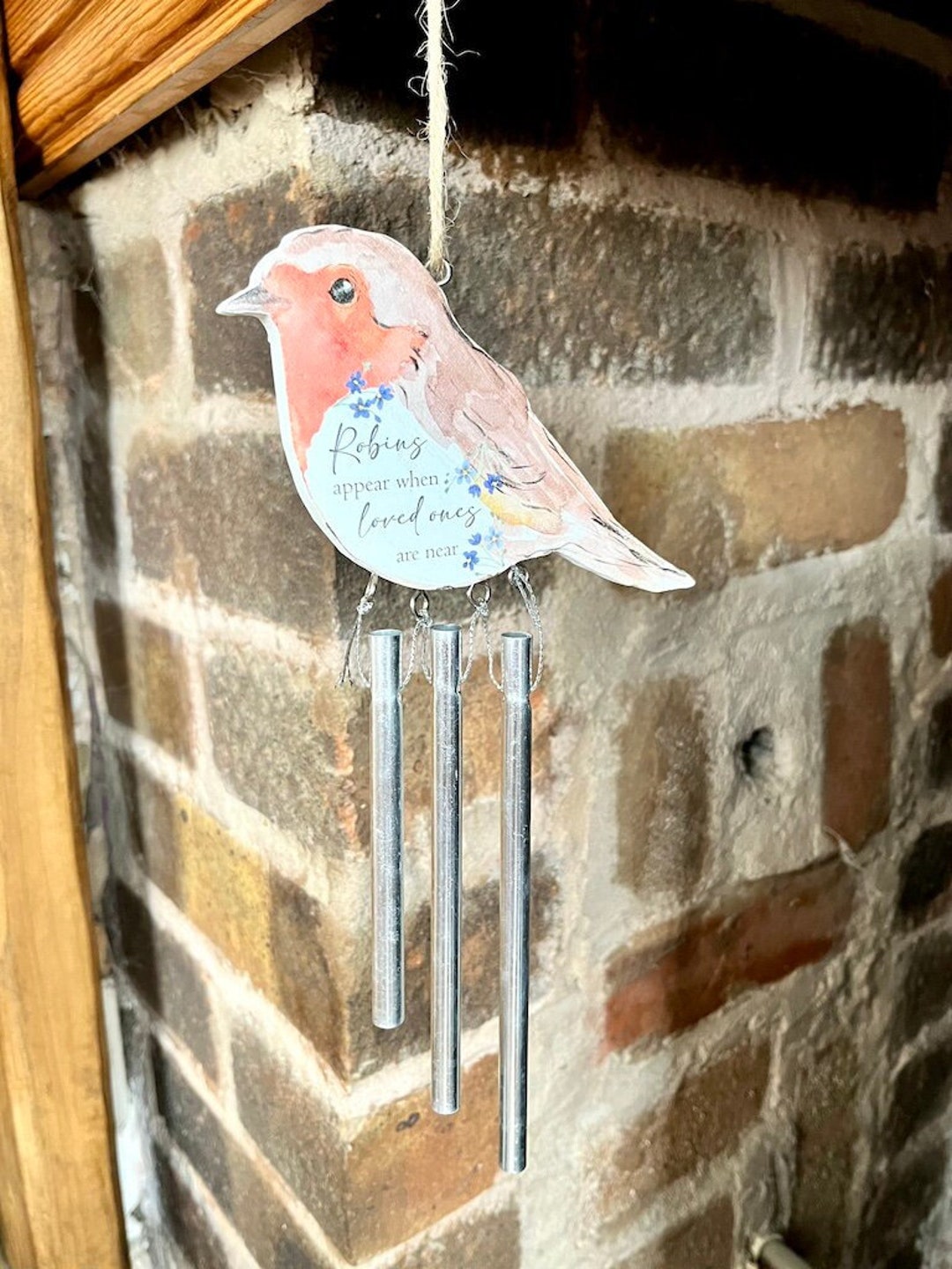 Floral Robin Wind Chime Memorial Decoration - Etsy
