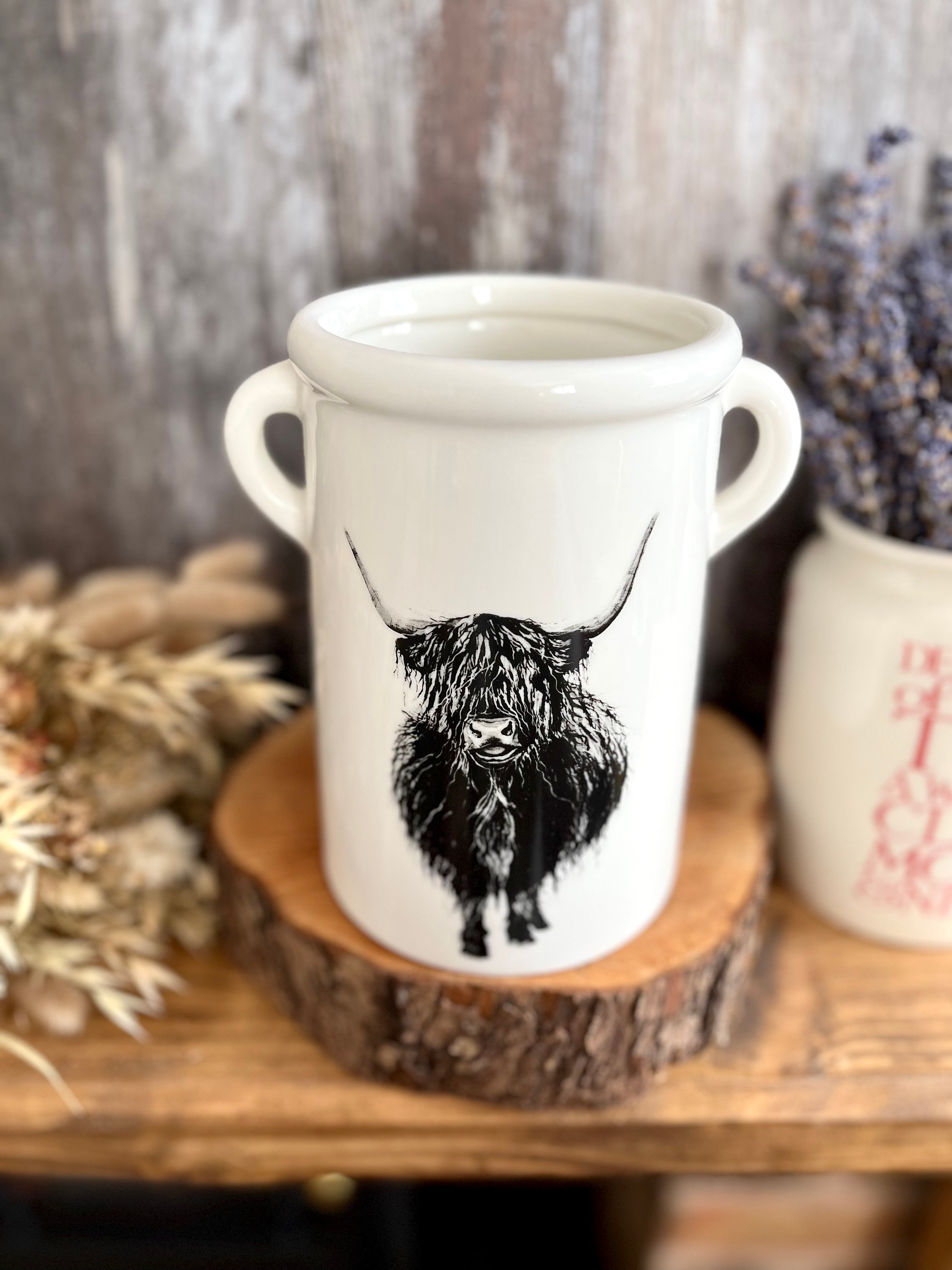 Highland Cow Ceramic Handle Vase - Etsy