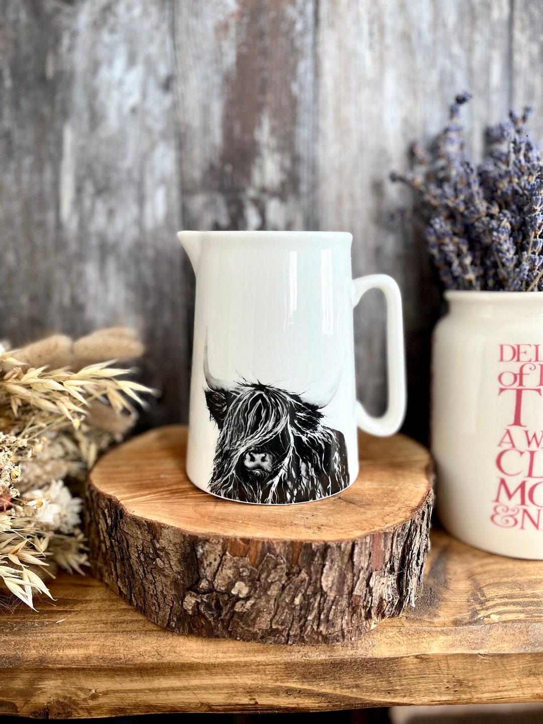 Ceramic Highland Cow Jug Vase - Etsy