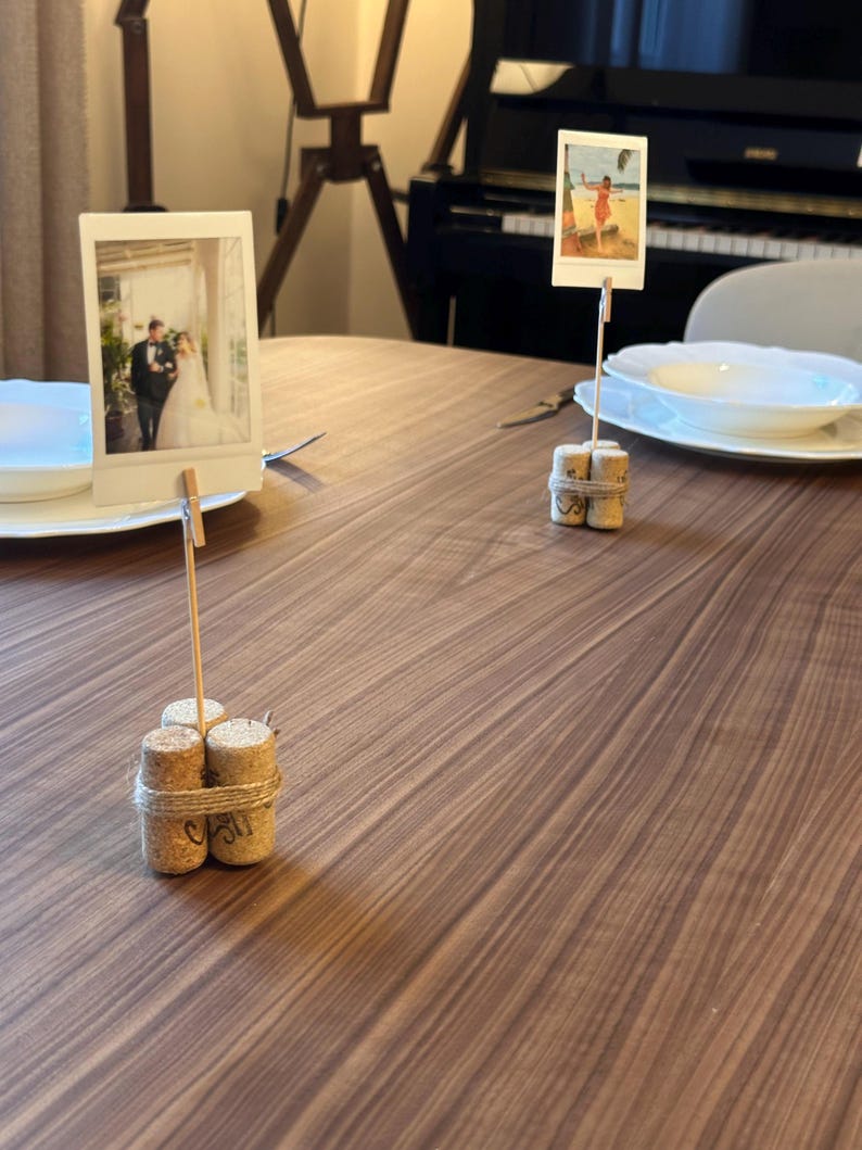 Vintage Wine Cork Crafts, Handmade Rustic Wine Cork Place Card & Photo ...