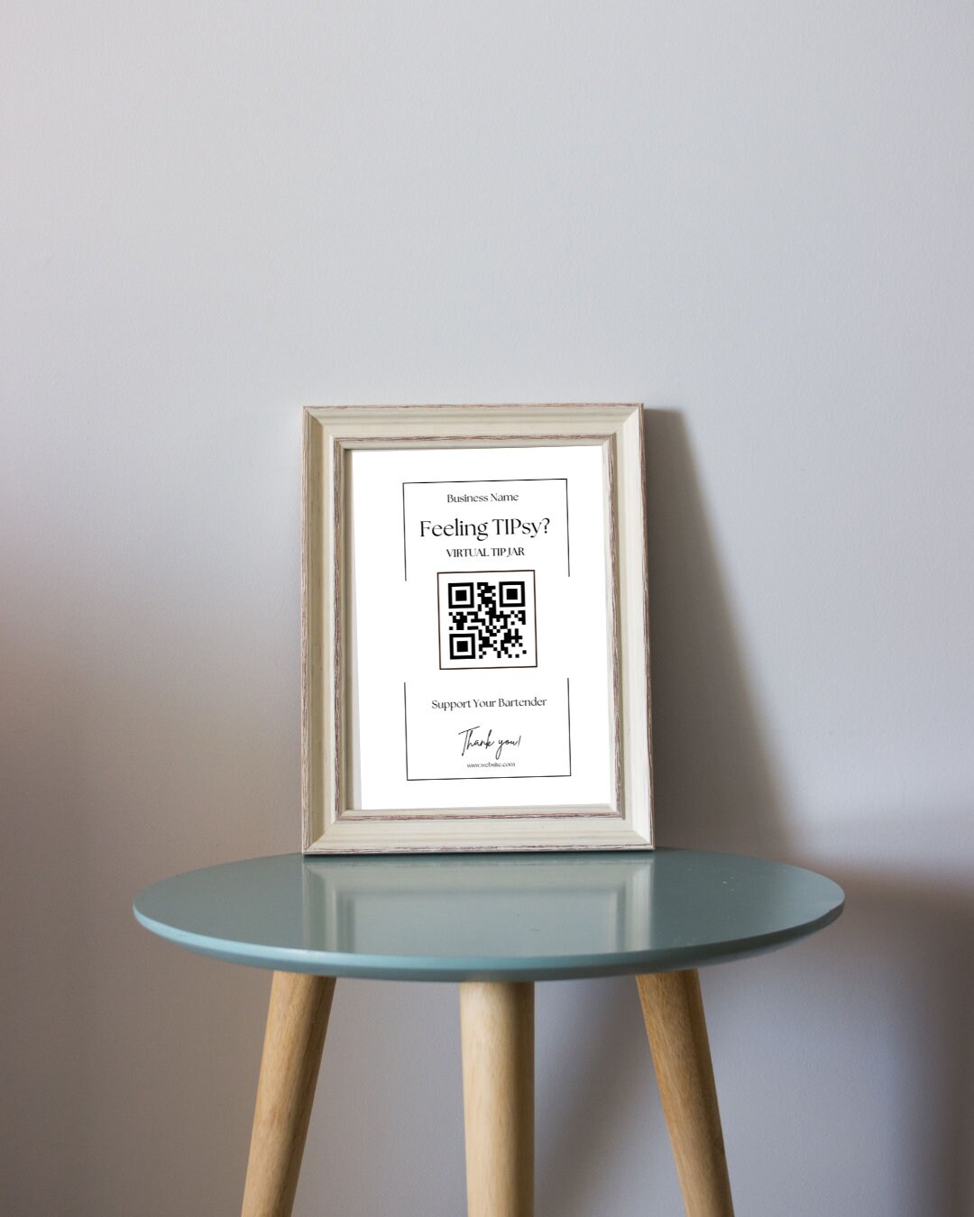 Bartender Virtual Tip Jar Sign Template I Minimalist I QR Code Sign I ...