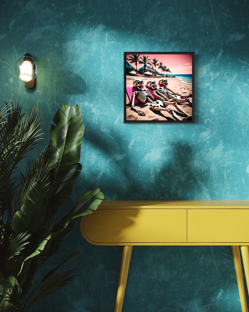 Beach Skeletons - Edgy AI Art Print – Chic Digital Artwork of Skeletons ...