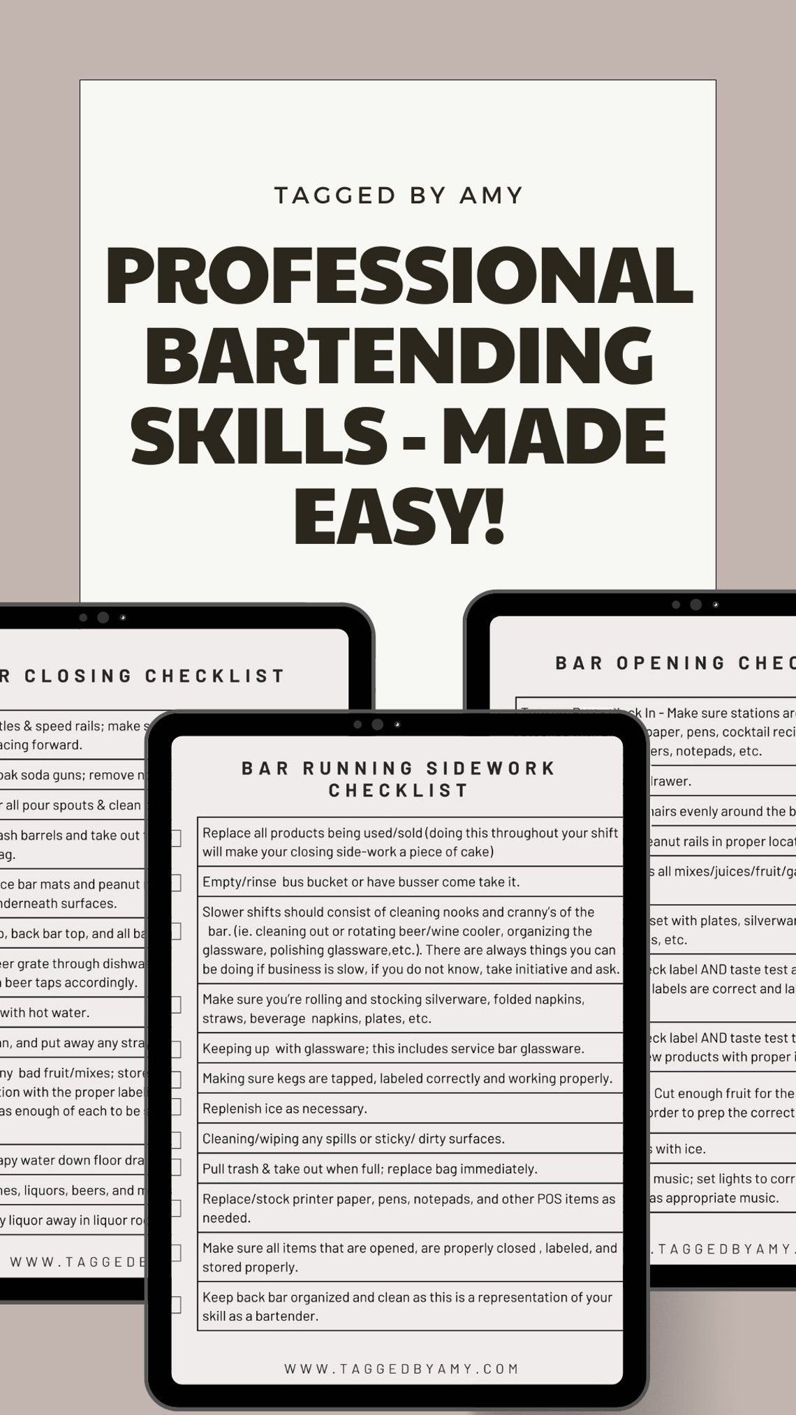 Bar Opening Checklist, Side Work, and Closing Procedures Efficiency ...