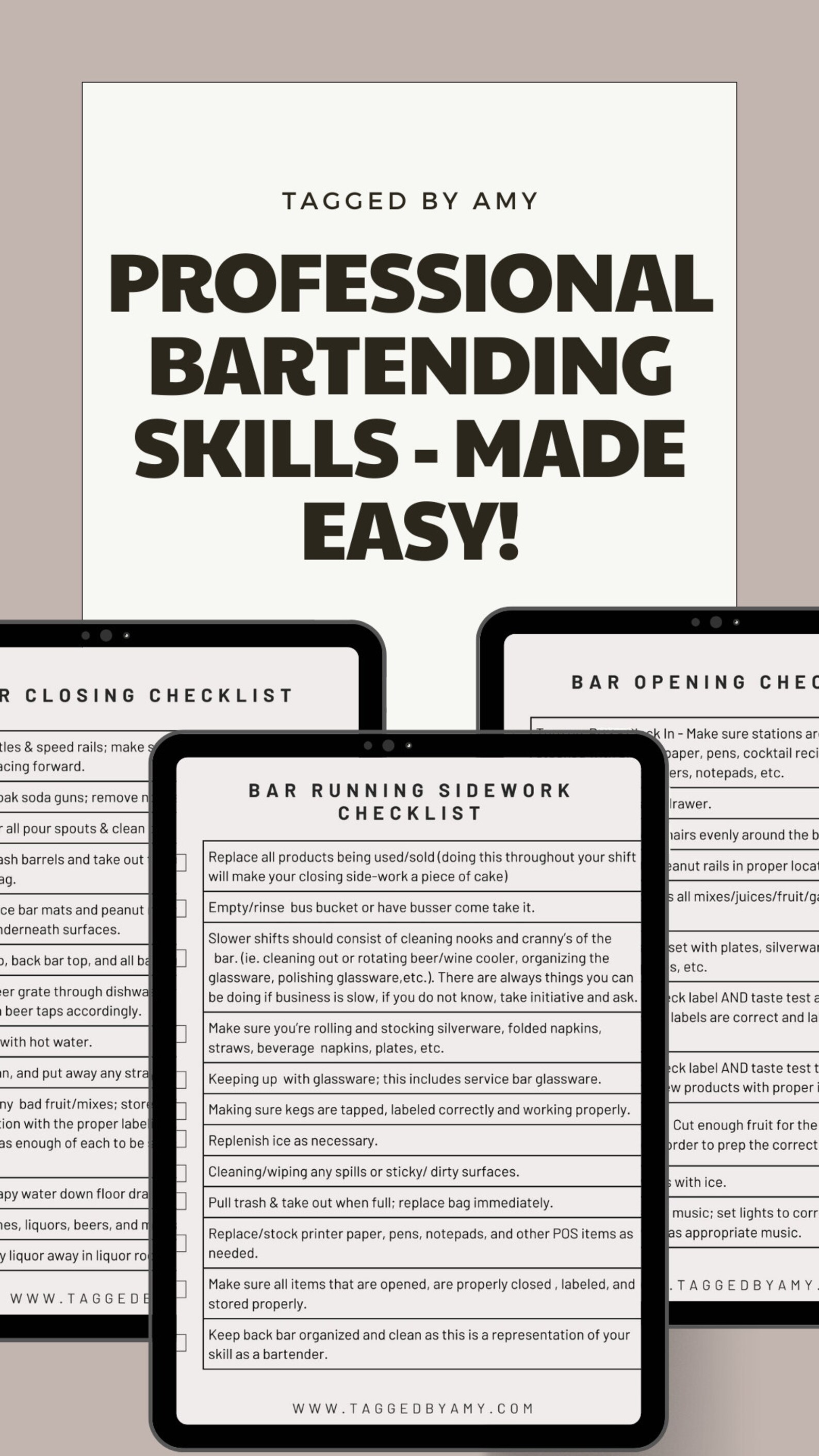 Bar Opening Checklist, Side Work, and Closing Procedures Efficiency ...