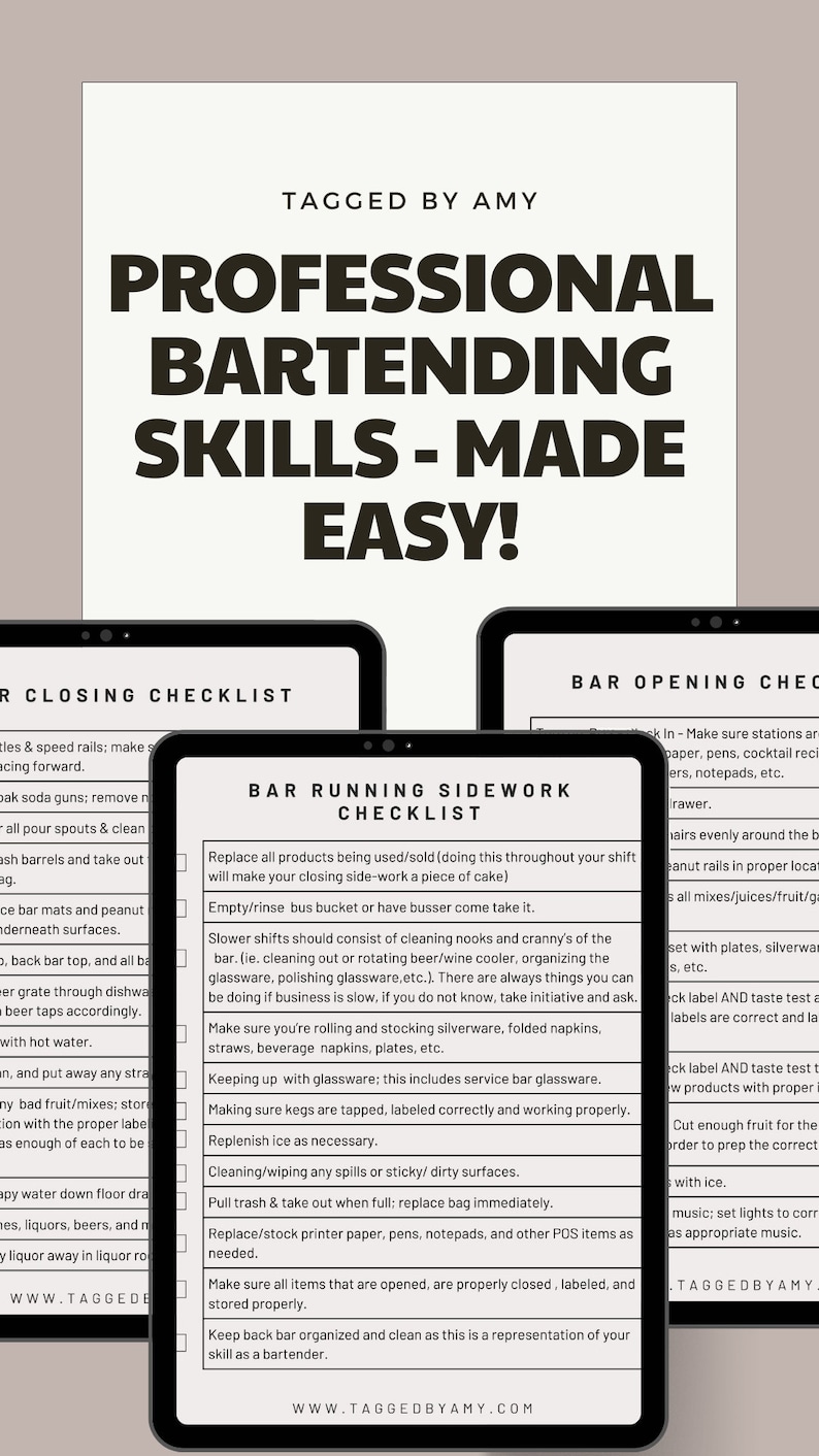 Bar Opening Checklist, Side Work, and Closing Procedures Efficiency ...