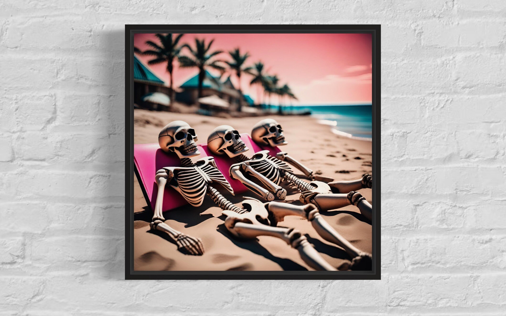 Beach Skeletons - Edgy AI Art Print – Chic Digital Artwork of Skeletons ...