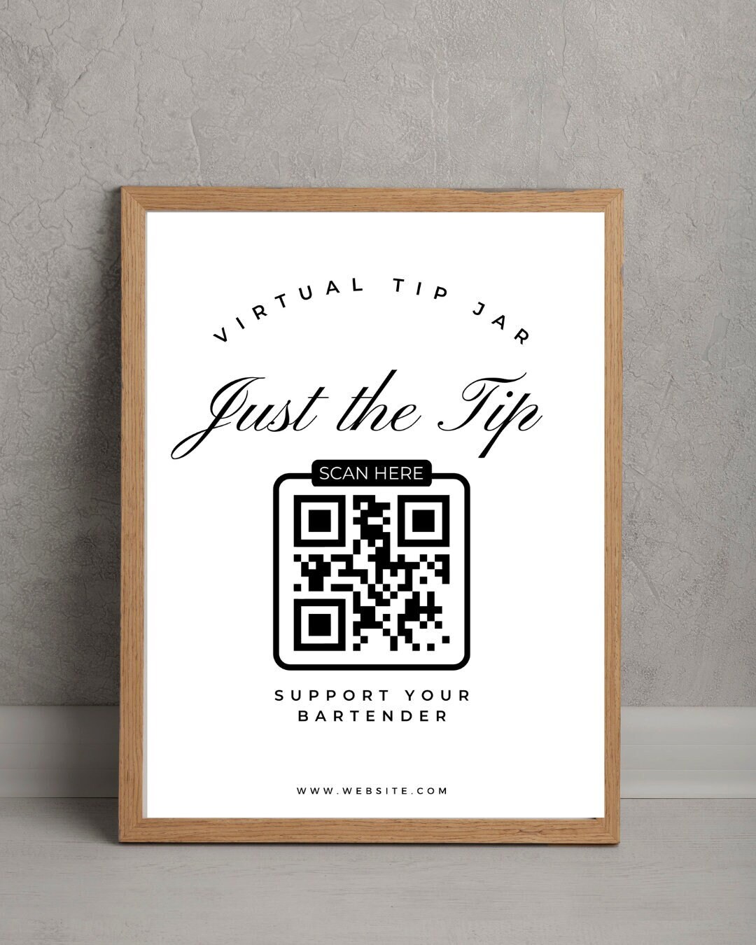 Bartender Virtual Tip Jar Sign Template I Minimalist I QR Code Sign I ...