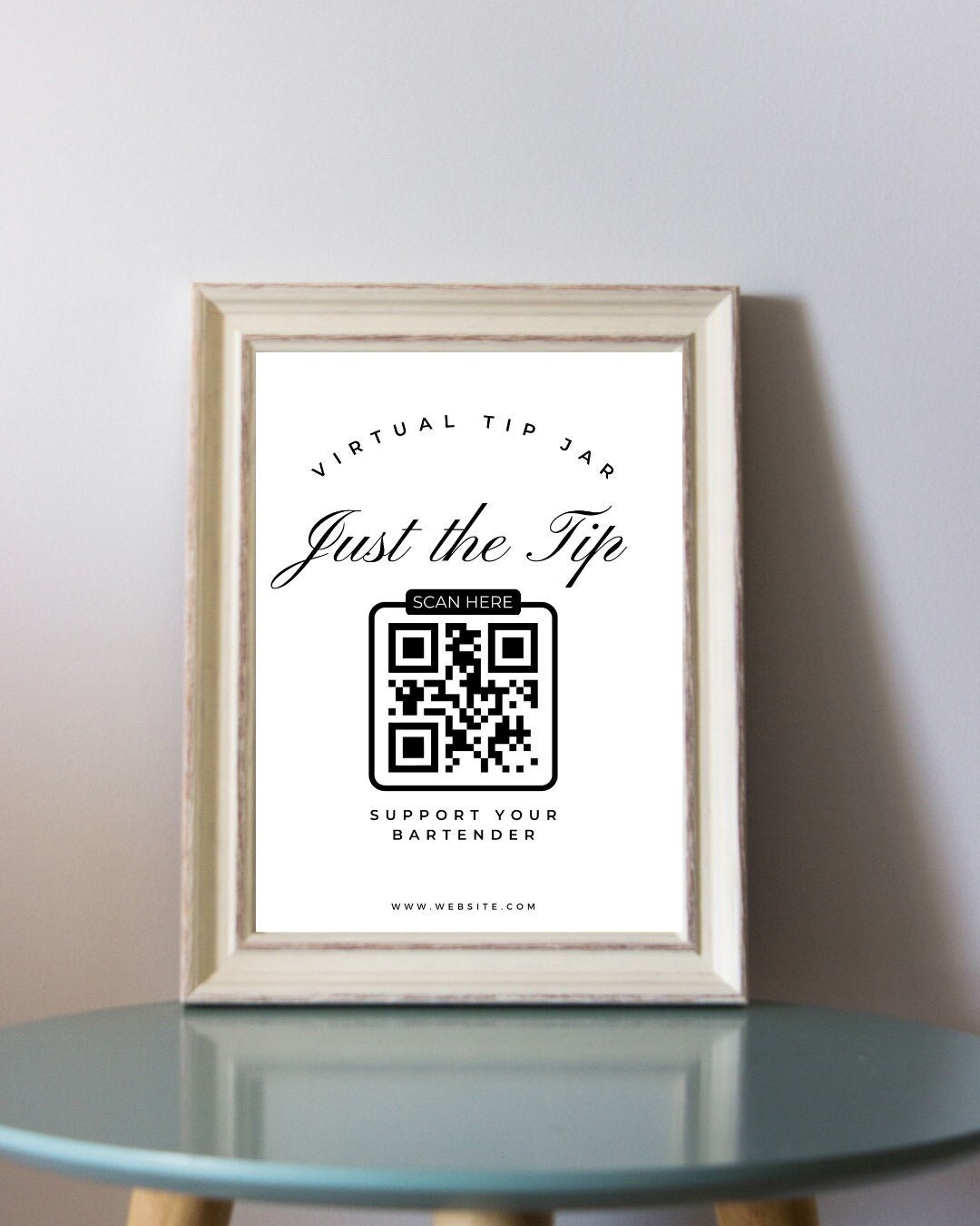 Virtual Tip Jar Sign Template, Bartender QR Code Sign (digital Download ...