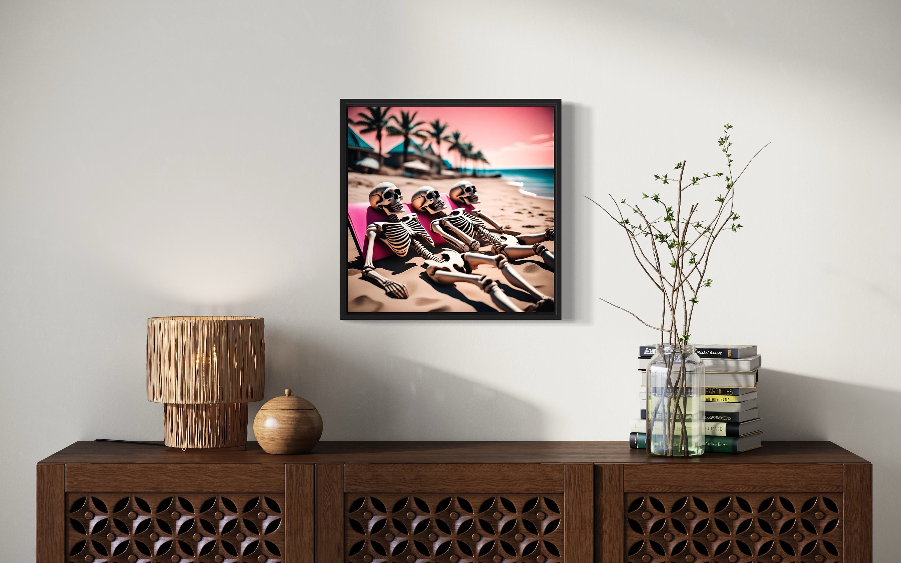 Beach Skeletons - Edgy AI Art Print – Chic Digital Artwork of Skeletons ...