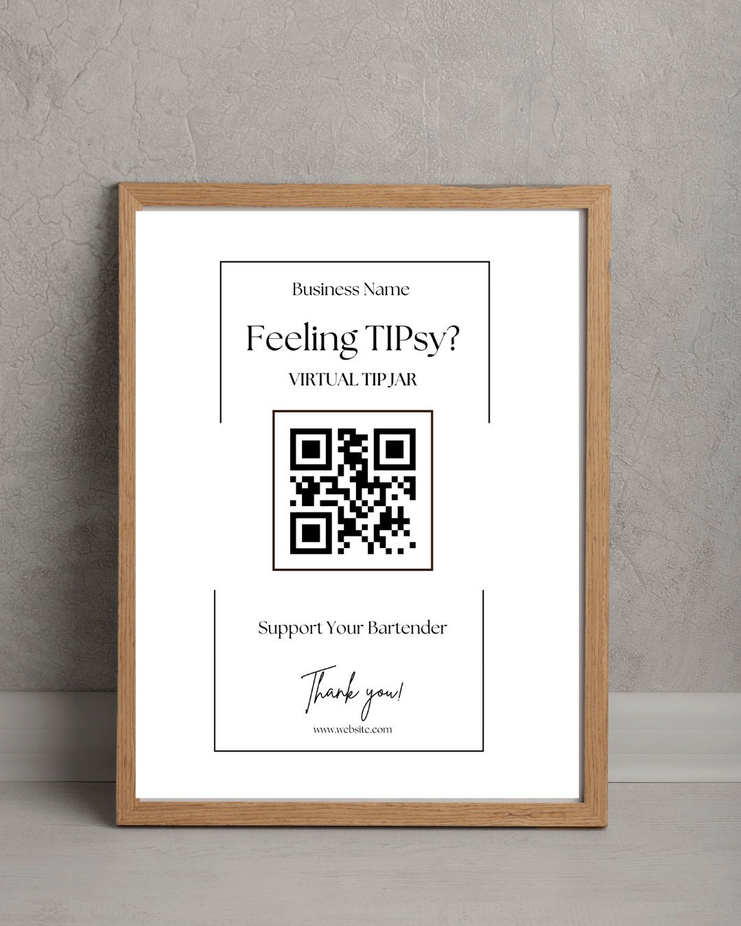 Bartender Virtual Tip Jar Sign Template | Minimalist QR Code (canva ...
