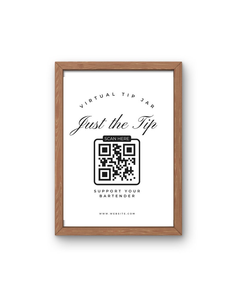 Bartender Virtual Tip Jar Sign Template I Minimalist I QR Code Sign I ...