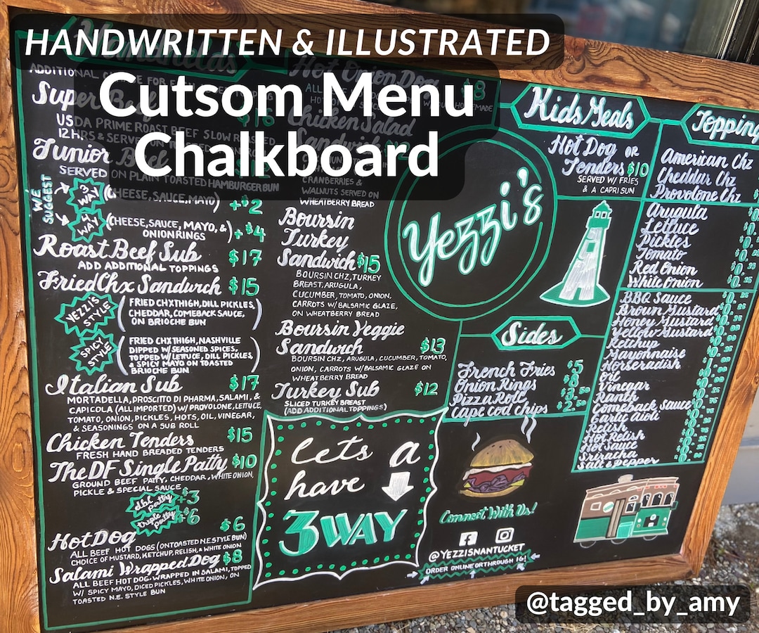 Large Food Truck and Event Chalkboard Menu Board Hand Lettering ...