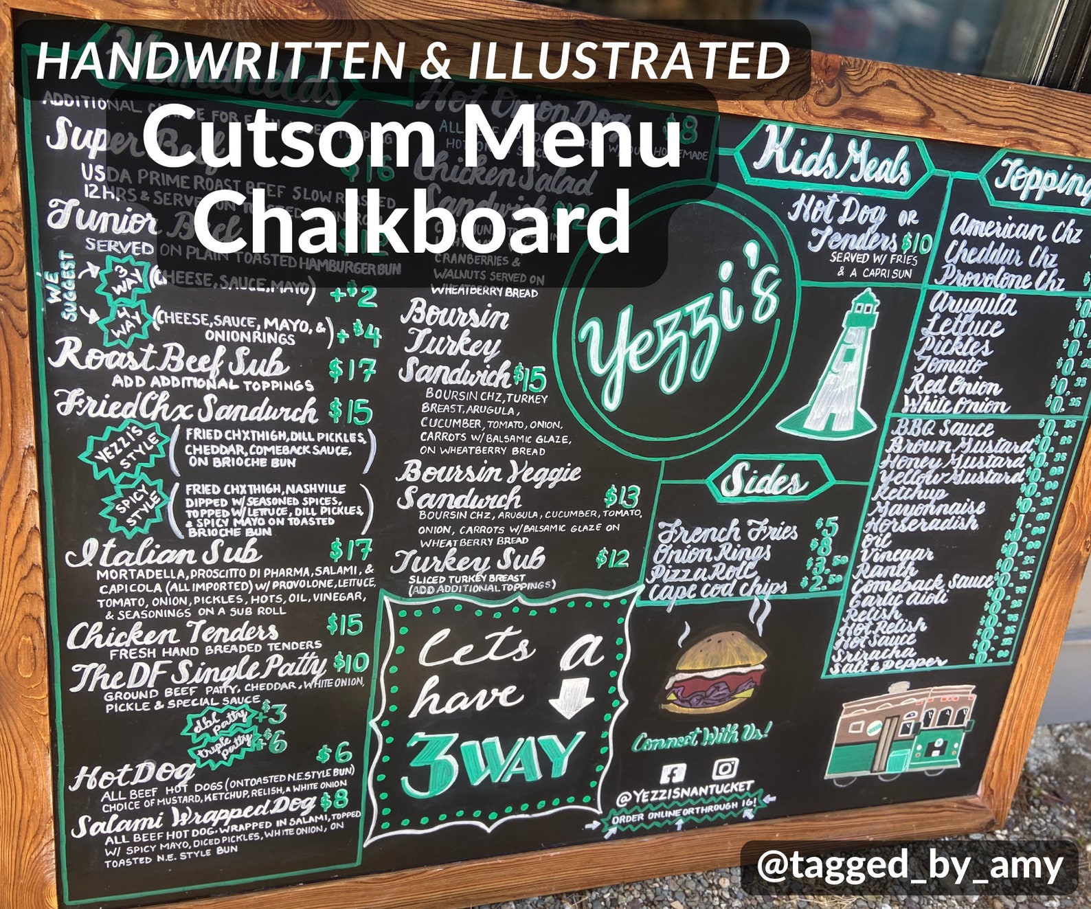 Large Food Truck and Event Chalkboard Menu Board Hand Lettering ...