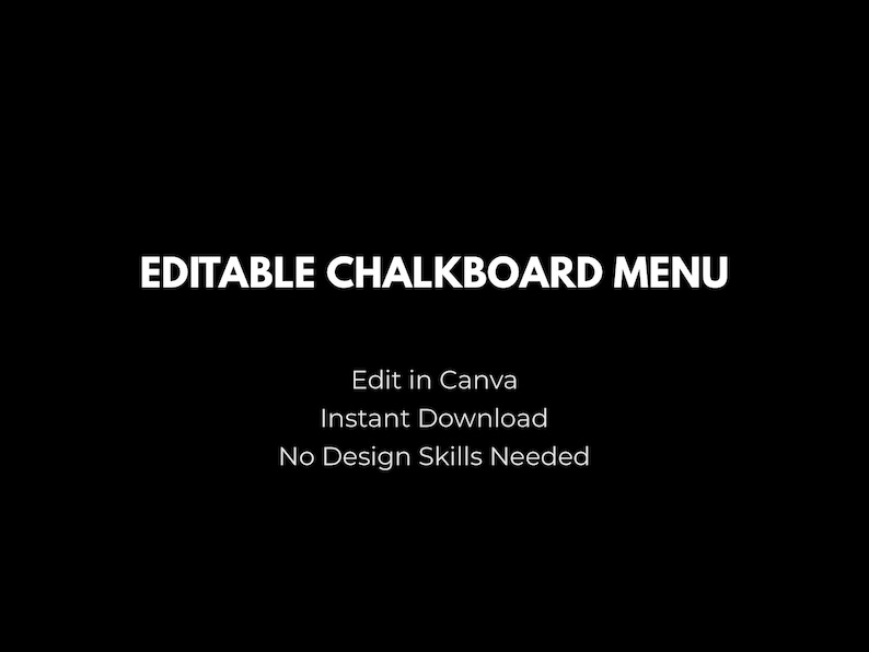 Editable Chalkboard Menu Template – Printable Cafe & Event Sign ...