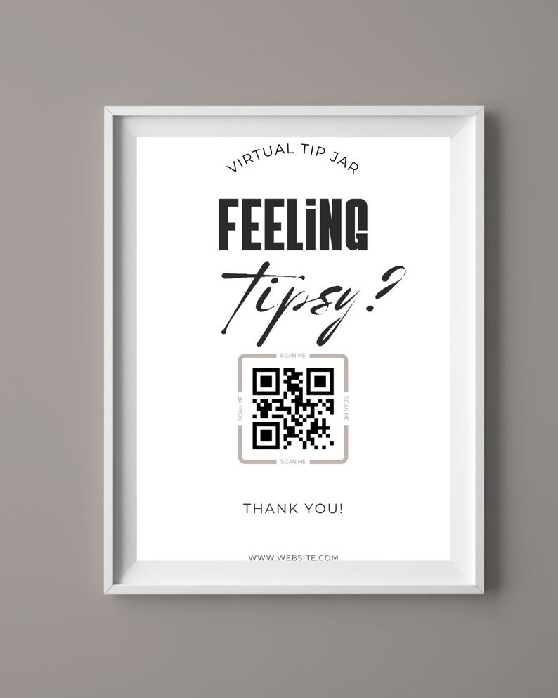 Bartender Virtual Tip Jar Sign Template I Minimalist Event Sign I QR ...