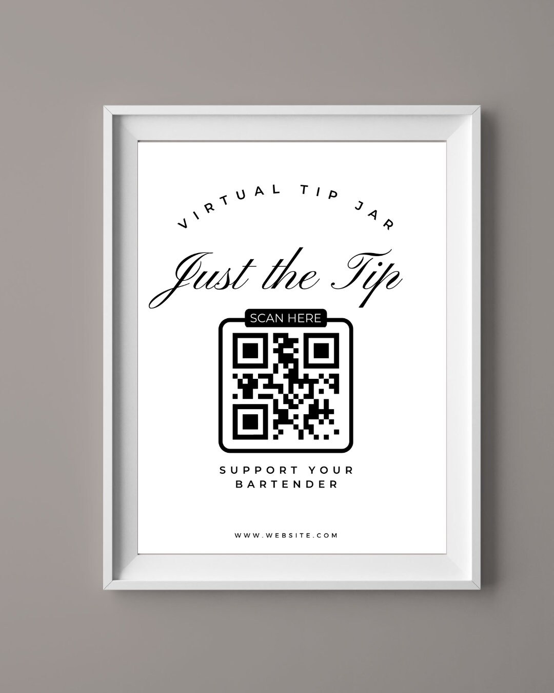 Virtual Tip Jar Sign Template, Bartender QR Code Sign (digital Download ...