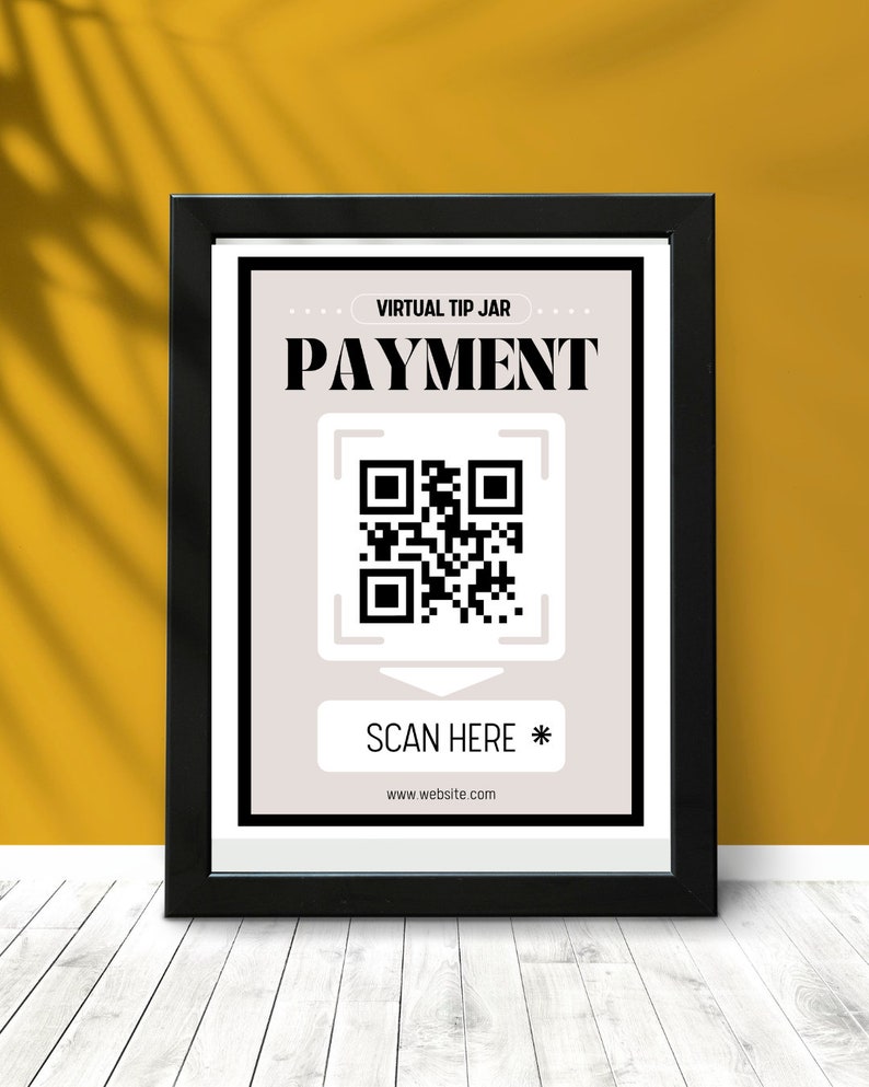 Bartender Virtual Tip Jar Sign Template I Minimalist I QR Code - Etsy