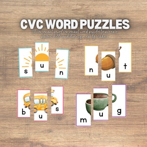 CVC Word Puzzles for Early Readers - Etsy