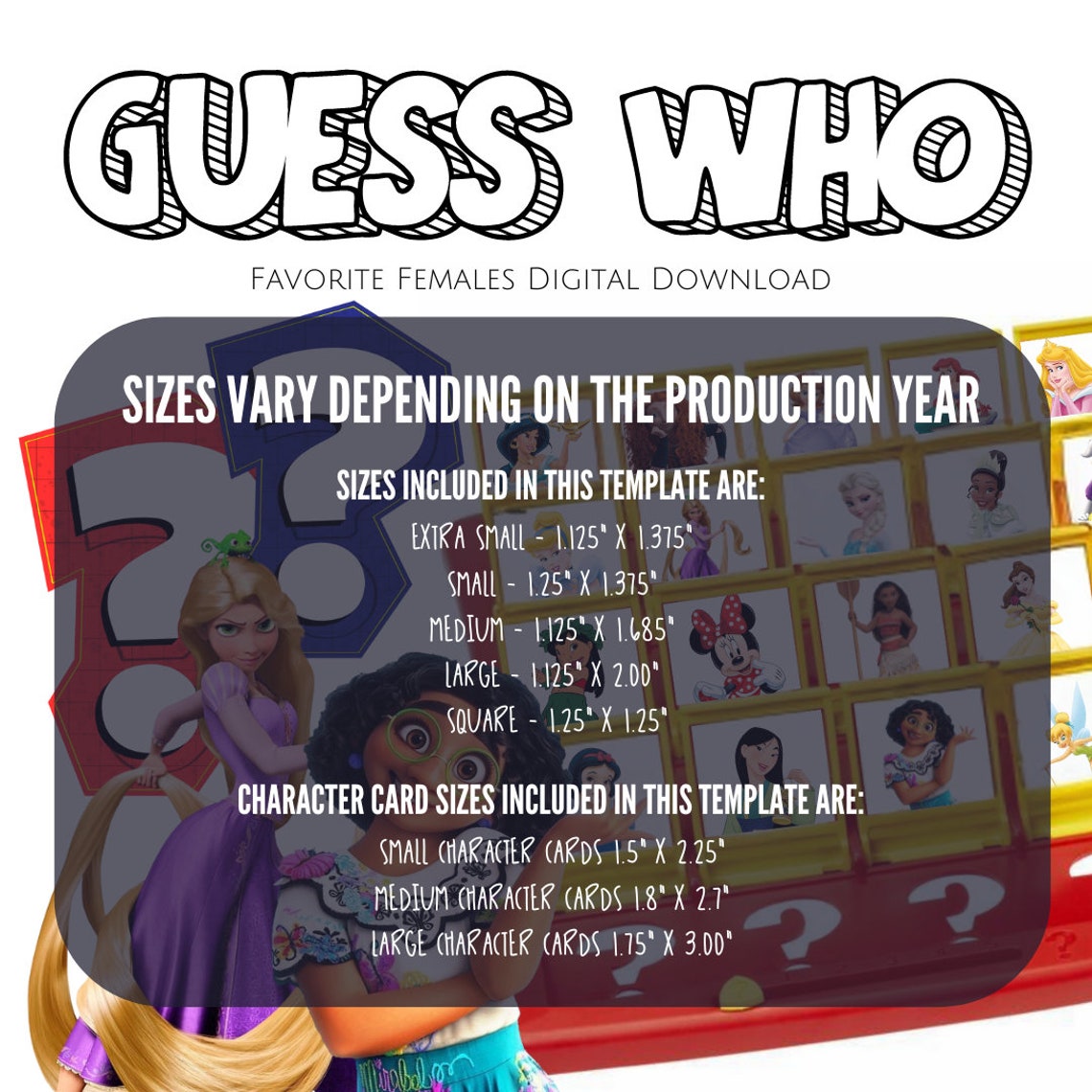 Princess Guess Who Digital Download - Etsy