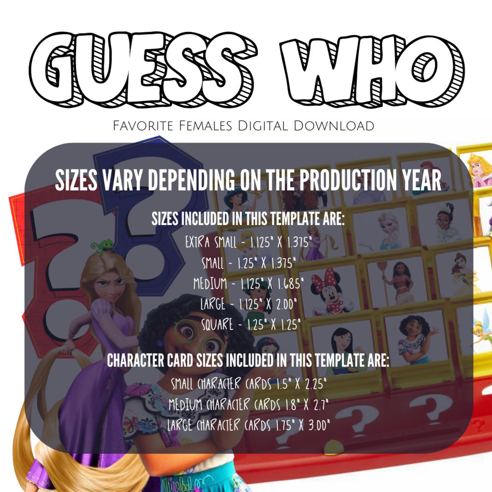 Princess Guess Who Digital Download - Etsy