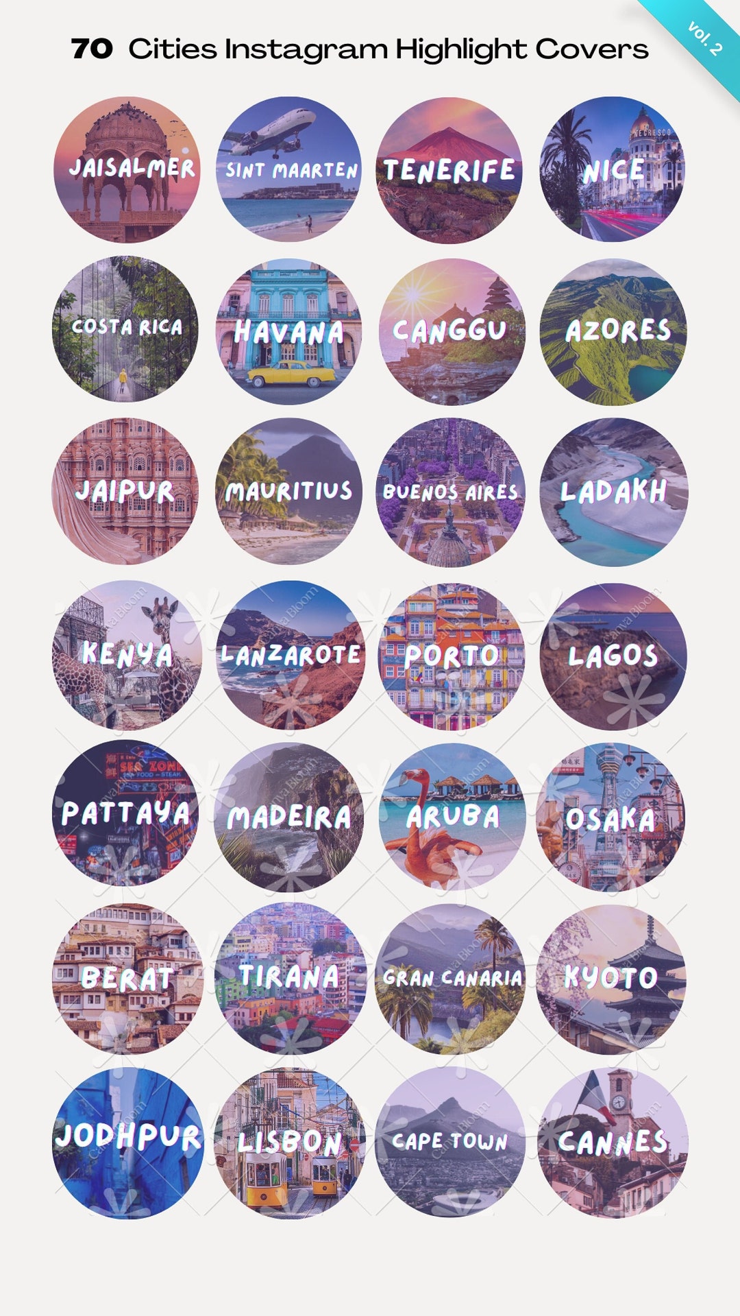 Travel Instagram Highlight Covers: City Icons (70 PNG) - Etsy