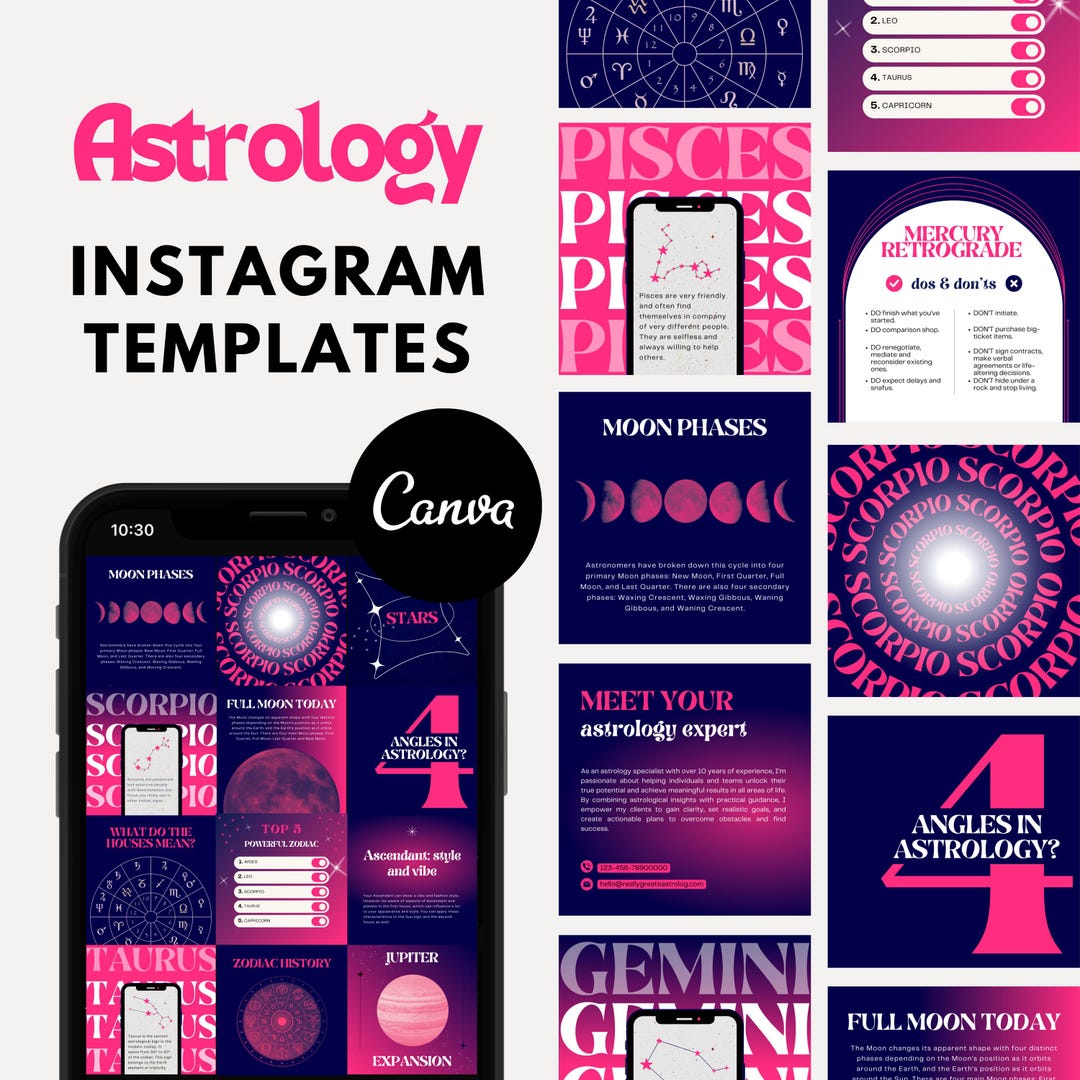 Astrology Instagram Post Templates: Editable Canva Designs (instant ...