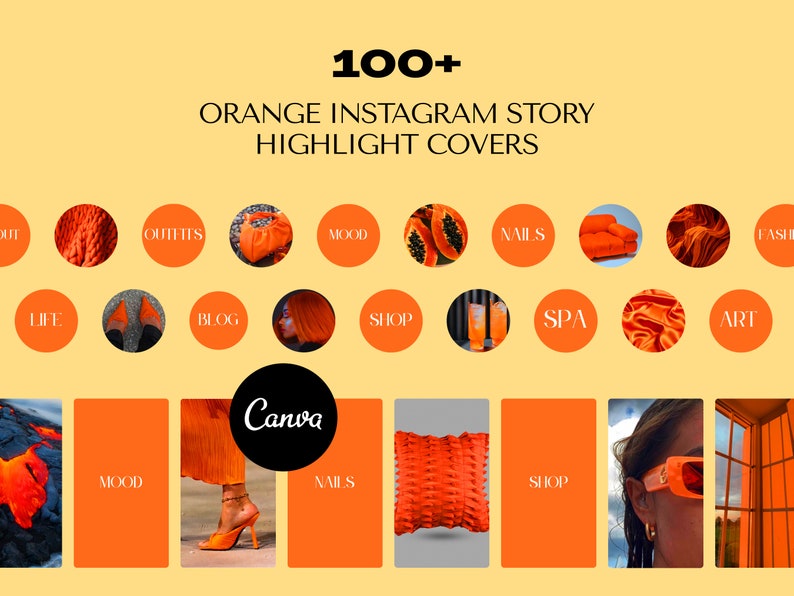Orange Instagram Templates, Orange Stories Posts Highlights, Orange ...
