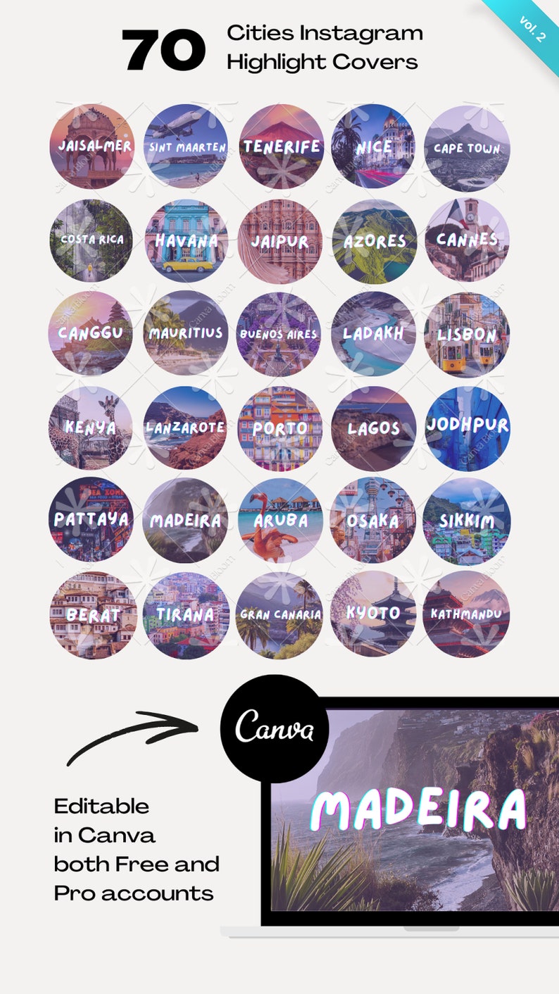 185 Instagram Highlight Cover Travel Megapack, Travel Blogger Story ...