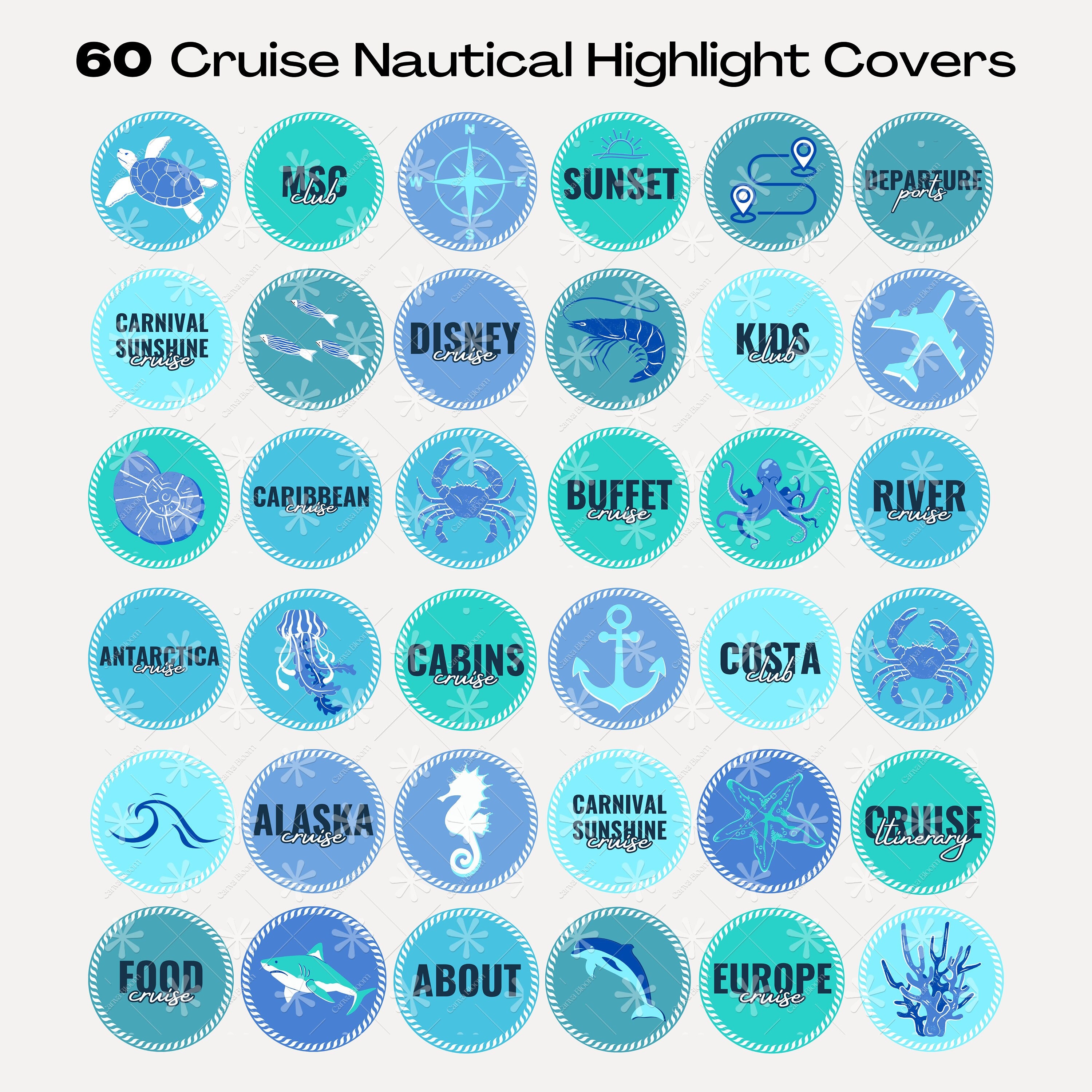 Cruise Instagram Highlight Covers, Cruise Ship Highlights, Blue ...