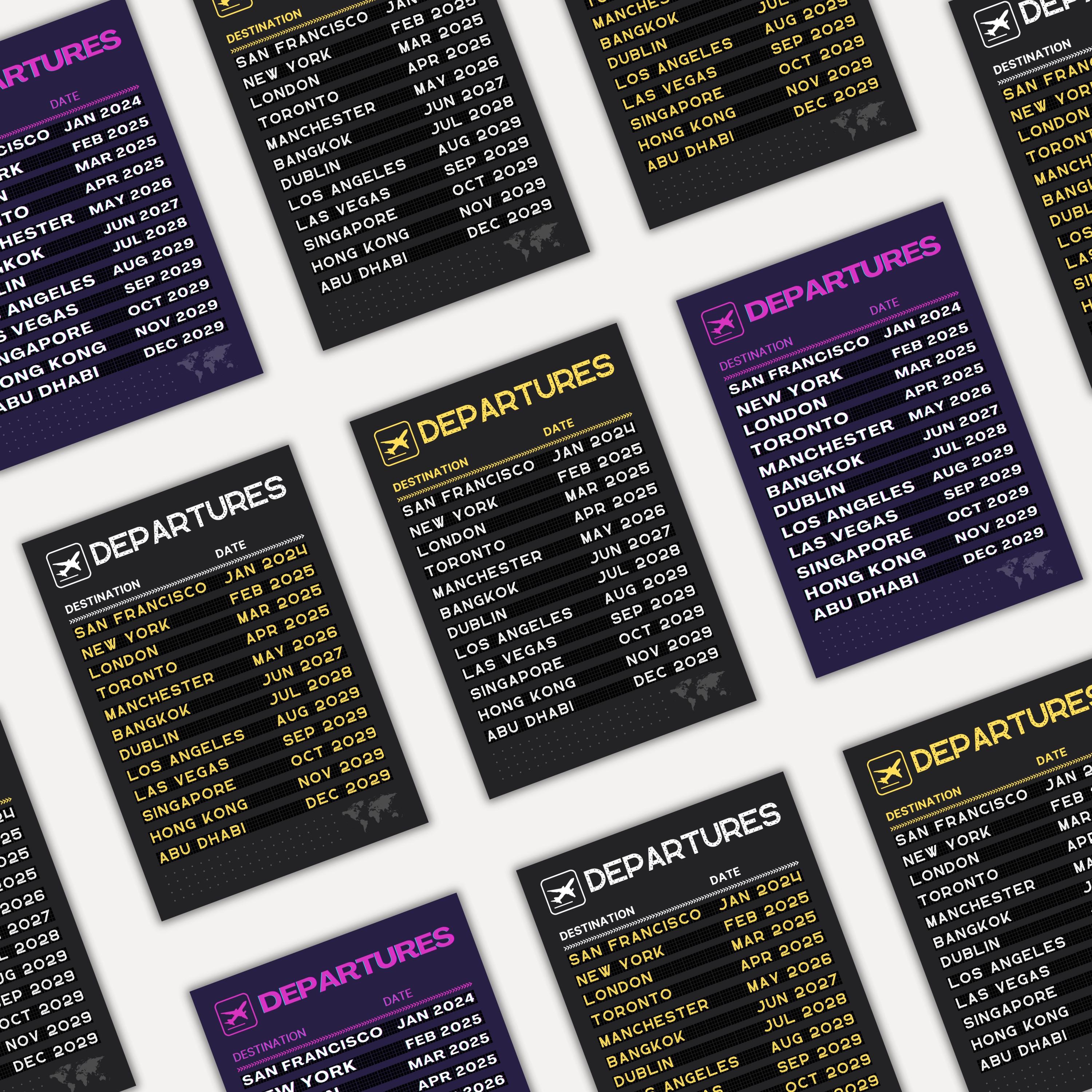 Airport Departure Board Template, Travel Poster, Pilot Gift, Aviation ...