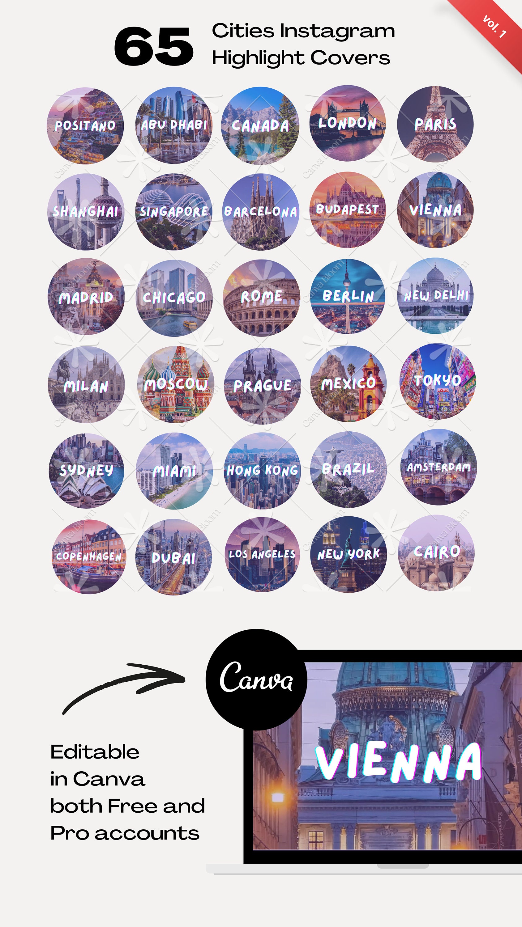 Travel Instagram Story Highlight Covers, City Icons IG Highlights ...