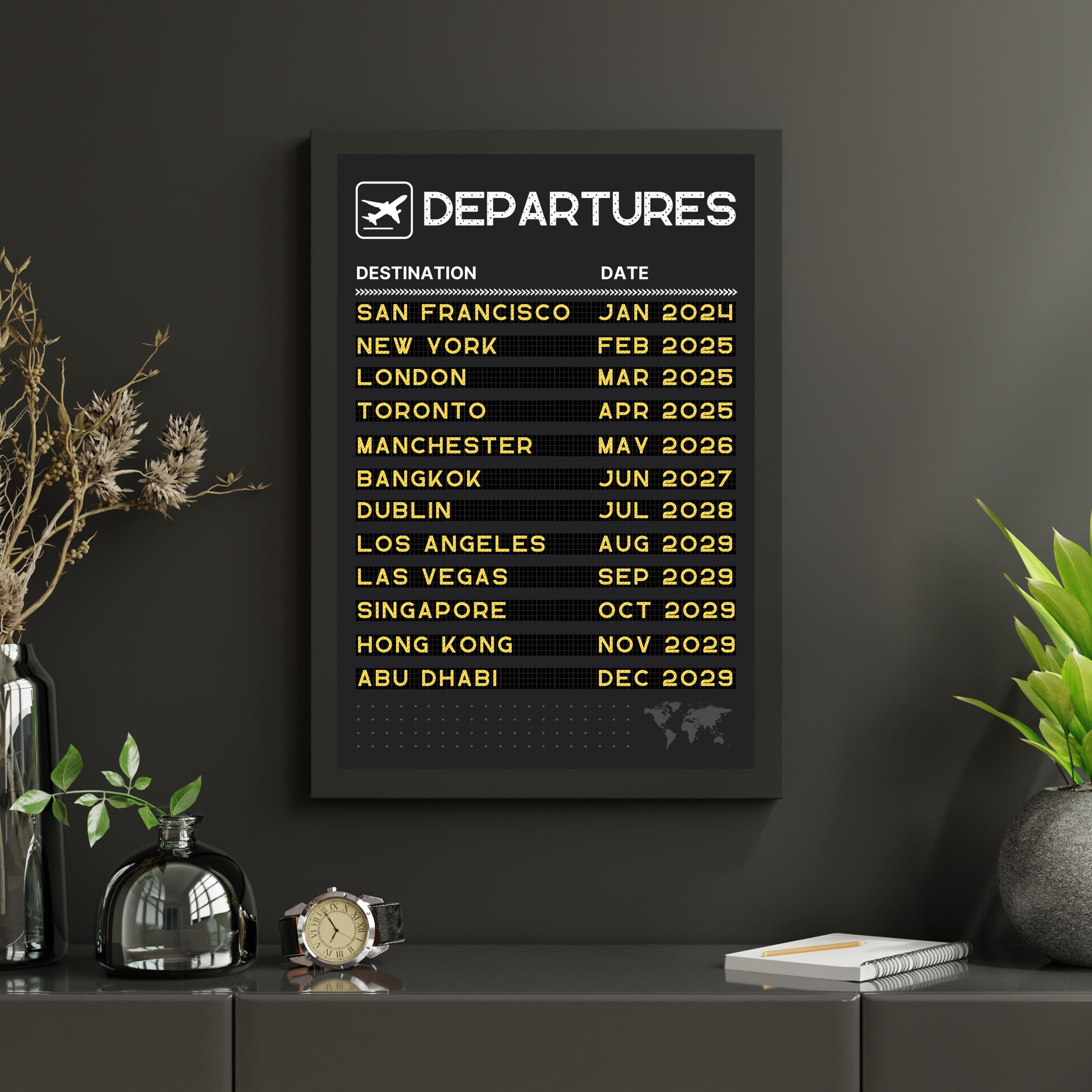 Airport Departure Board Template, Travel Poster, Pilot Gift, Aviation ...