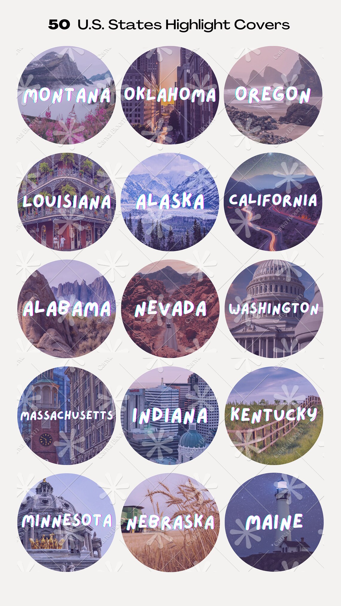 US States Instagram Story Highlight Covers, American States Highlight ...