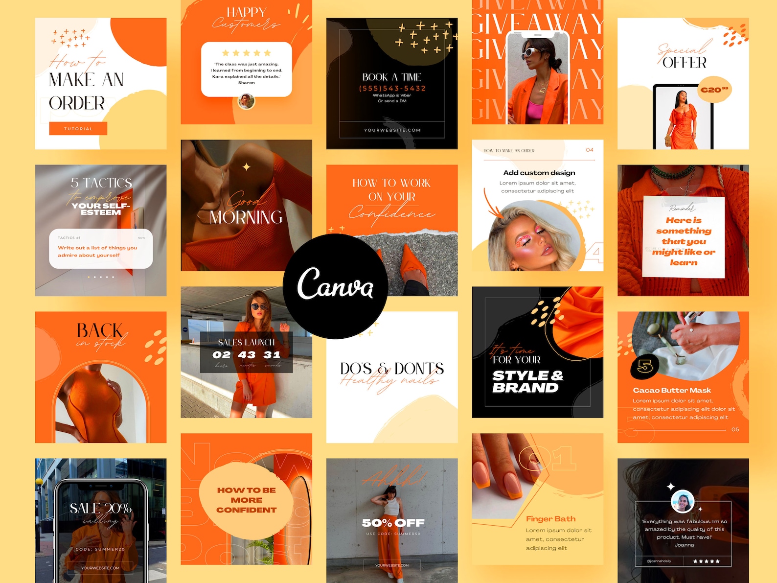 Orange Instagram Templates, Orange Stories Posts Highlights, Orange ...
