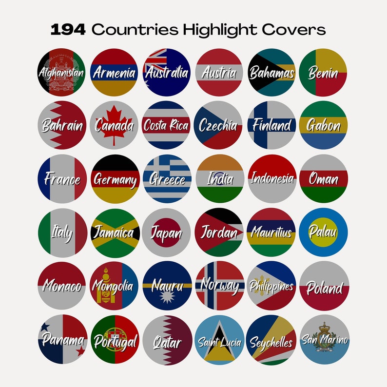 Country Flags Instagram Highlight Covers: Travel Blogger Icons (PNG ...