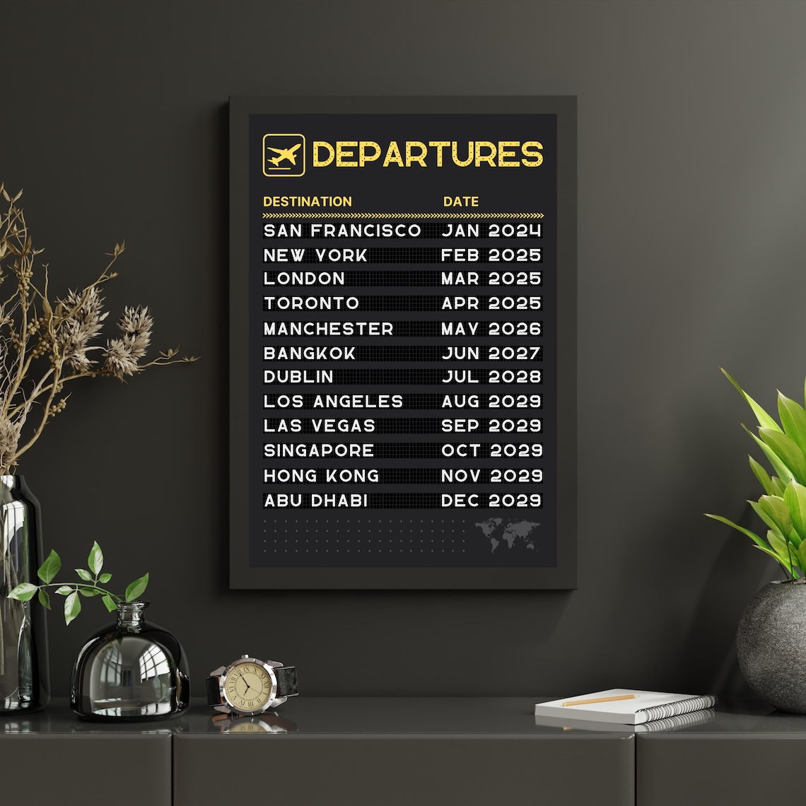 Airport Departure Board Template, Travel Poster, Pilot Gift, Aviation ...