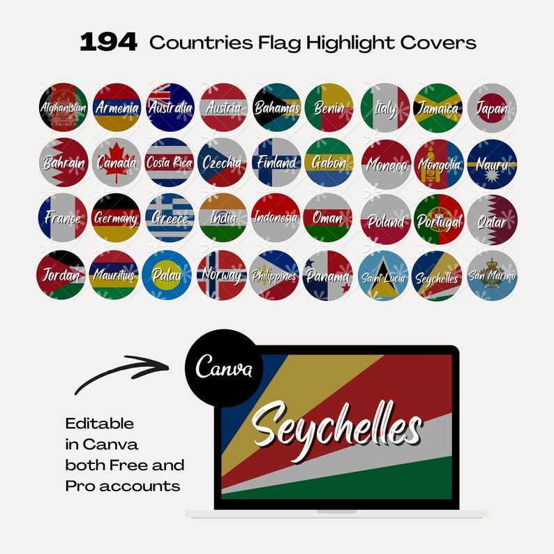 Country Flags Instagram Highlight Covers: Travel Blogger Icons (PNG ...