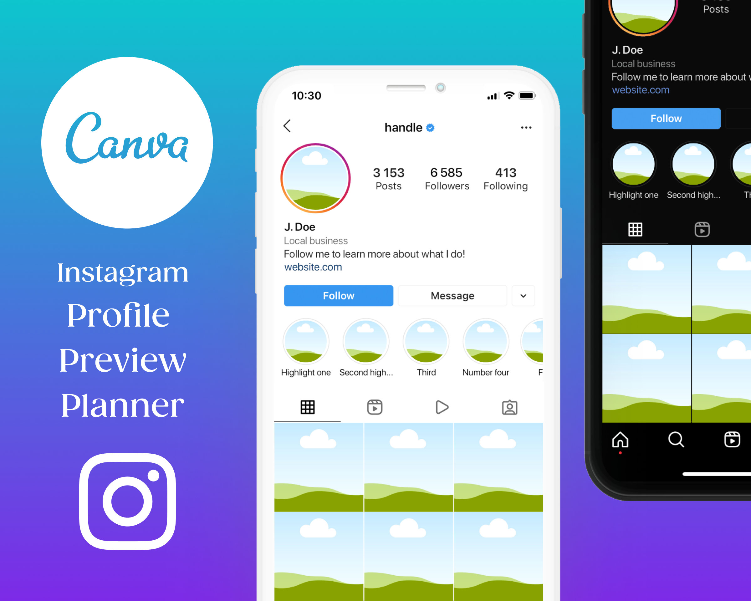 Instagram Mockup Template, Profile Branding Planner Iphone, Ig Feed ...