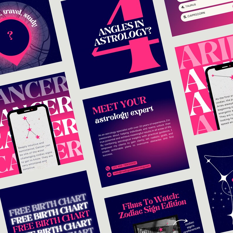 Astrology Instagram Post Templates: Editable Canva Designs (instant ...
