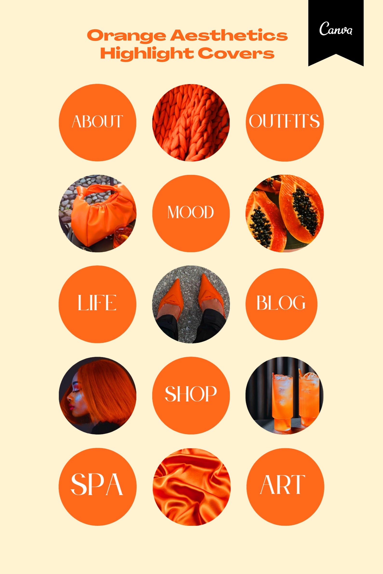 Orange Instagram Templates, Orange Stories Posts Highlights, Orange ...