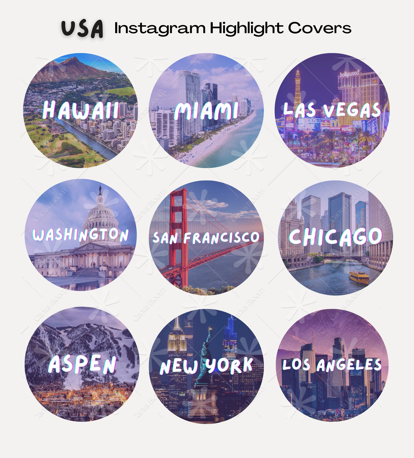 Travel Instagram Story Highlight Covers, City Icons IG Highlights ...