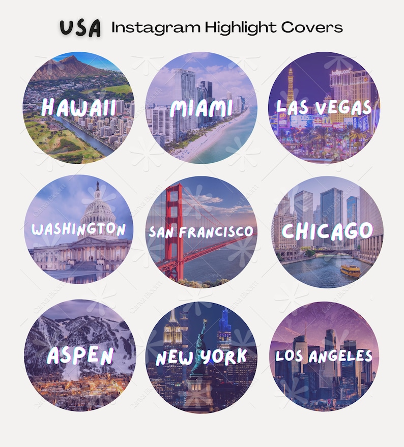 Travel Instagram Story Highlight Covers, City Icons IG Highlights ...