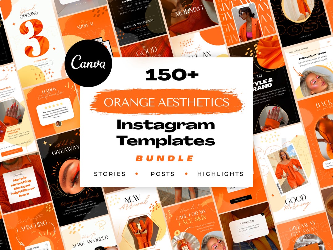 Orange Instagram Templates, Orange Stories Posts Highlights, Orange ...