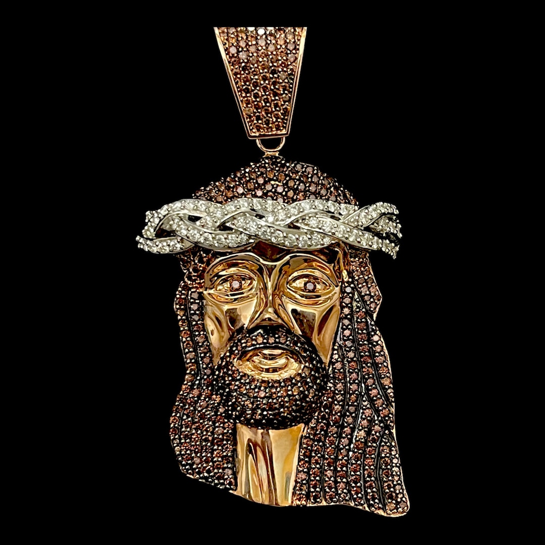 Medium Rose Gold Kanye Style Jesus Piece - Custom Jesus Head Penant - Etsy