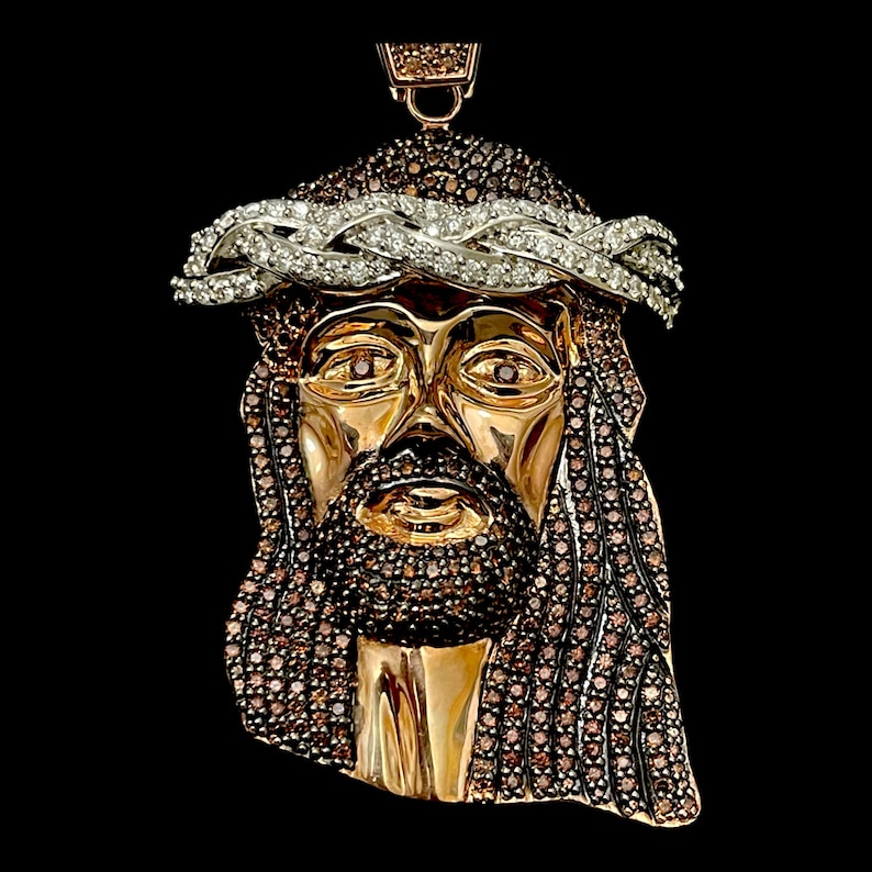 Medium Rose Gold Kanye Style Jesus Piece - Custom Jesus Head Penant - Etsy