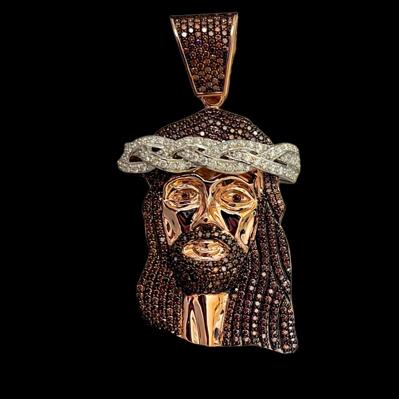 Medium Rose Gold Kanye Style Jesus Piece - Custom Jesus Head Penant - Etsy