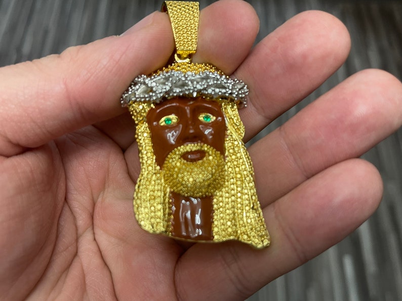 The Black Kanye Jesus Piece - Brown Enamel Jesus Piece Stoneless - Etsy