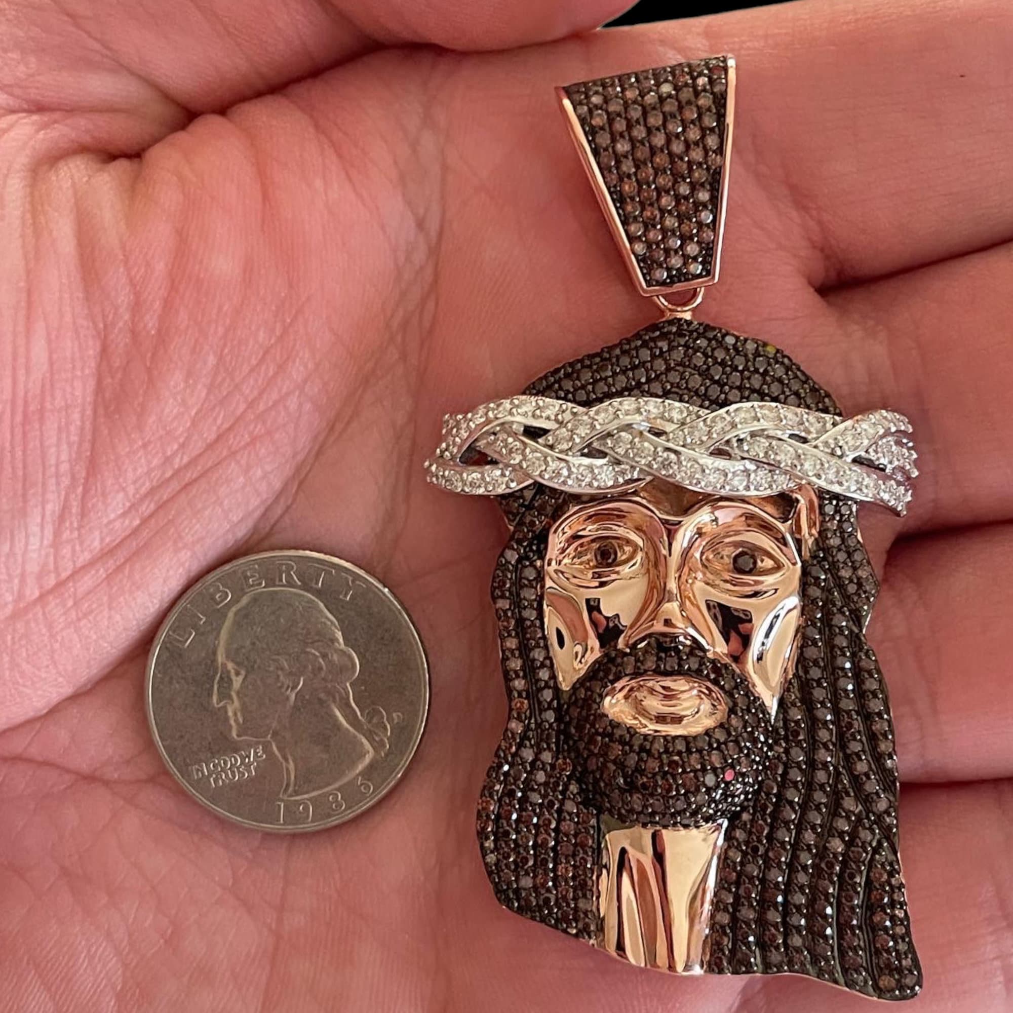 Medium Rose Gold Kanye Style Jesus Piece - Custom Jesus Head Penant - Etsy