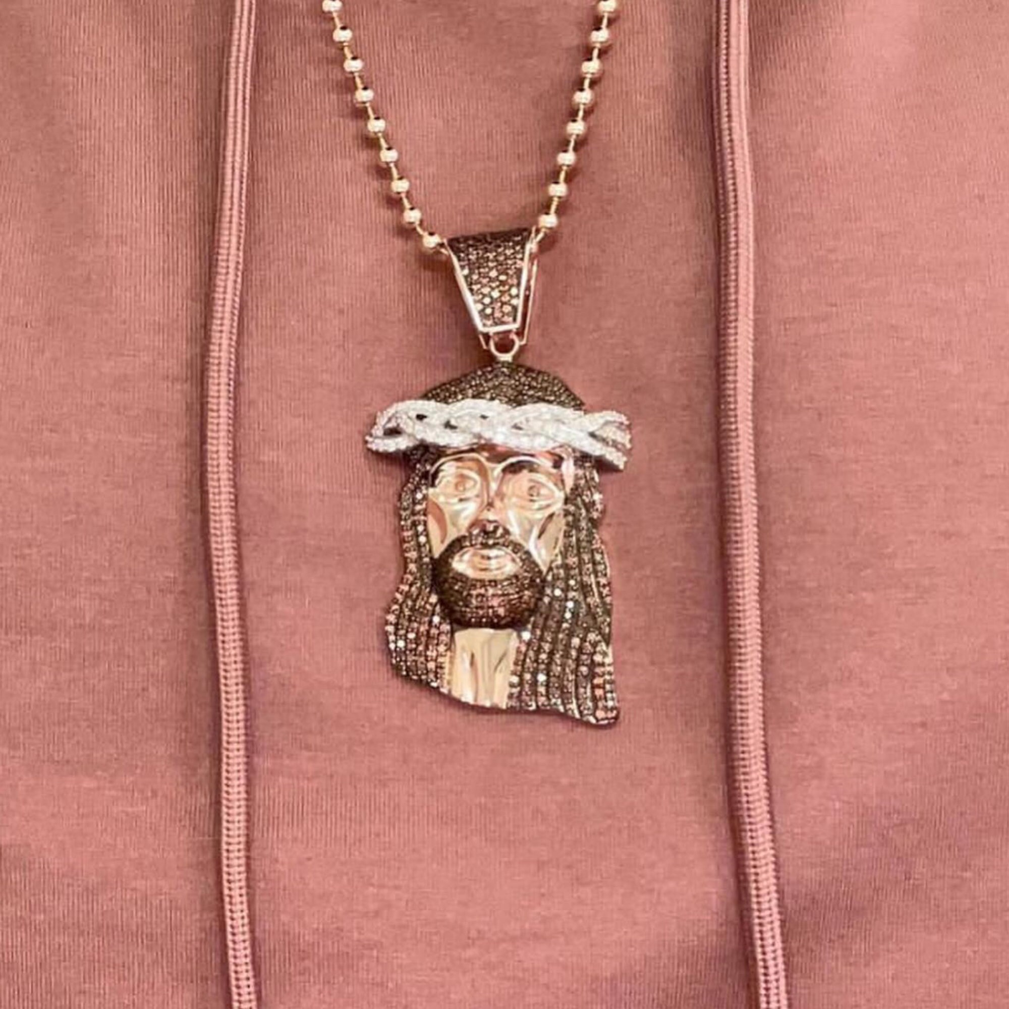 Medium Rose Gold Kanye Style Jesus Piece - Custom Jesus Head Penant - Etsy